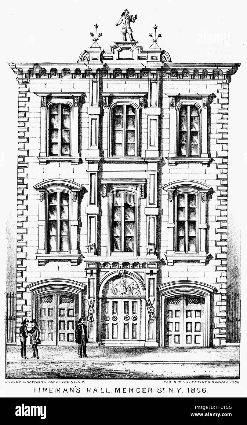 NEW YORK: FIREMEN'S HALL. /nFiremen's Hall at Mercer Street, New York ...