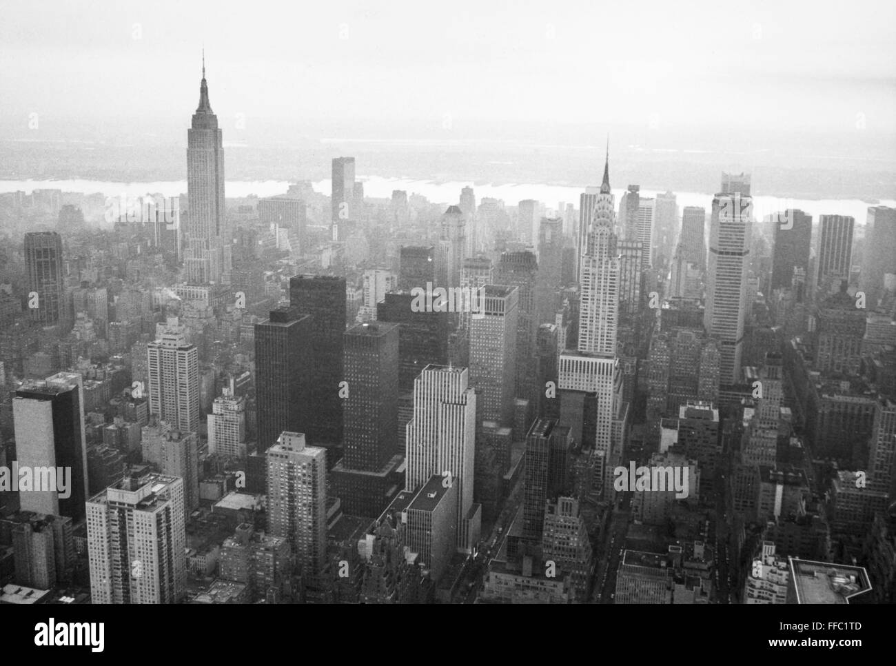 NEW YORK: BLACKOUT, 1977. /nAerial view of Manhattan the day after the ...