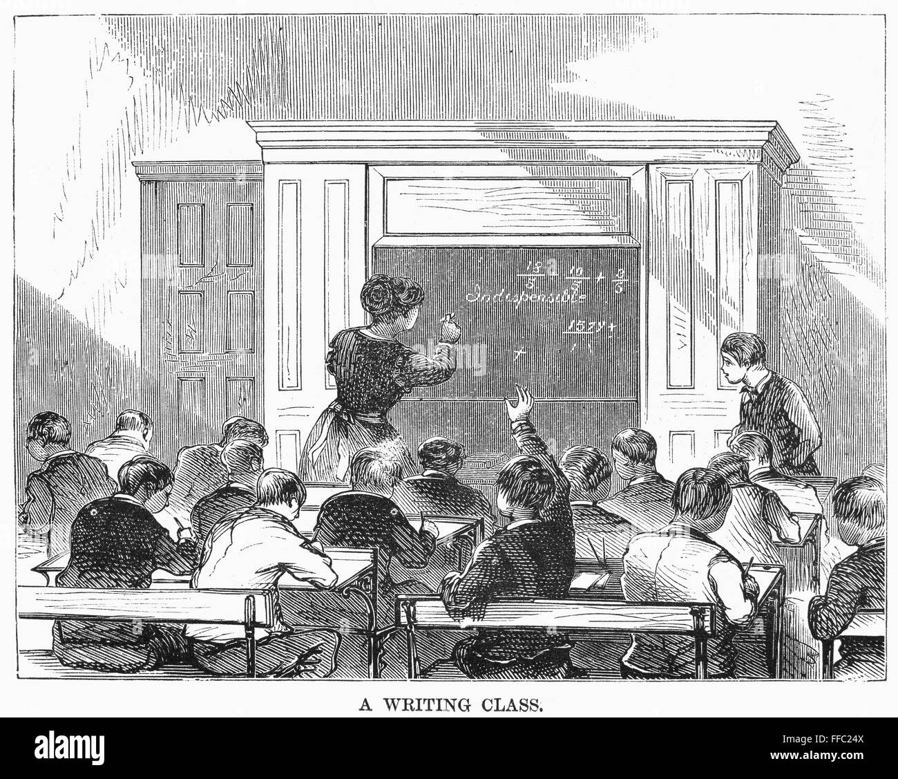ELEMENTARY SCHOOL, 1870. /nA writing class at an American grammar ...