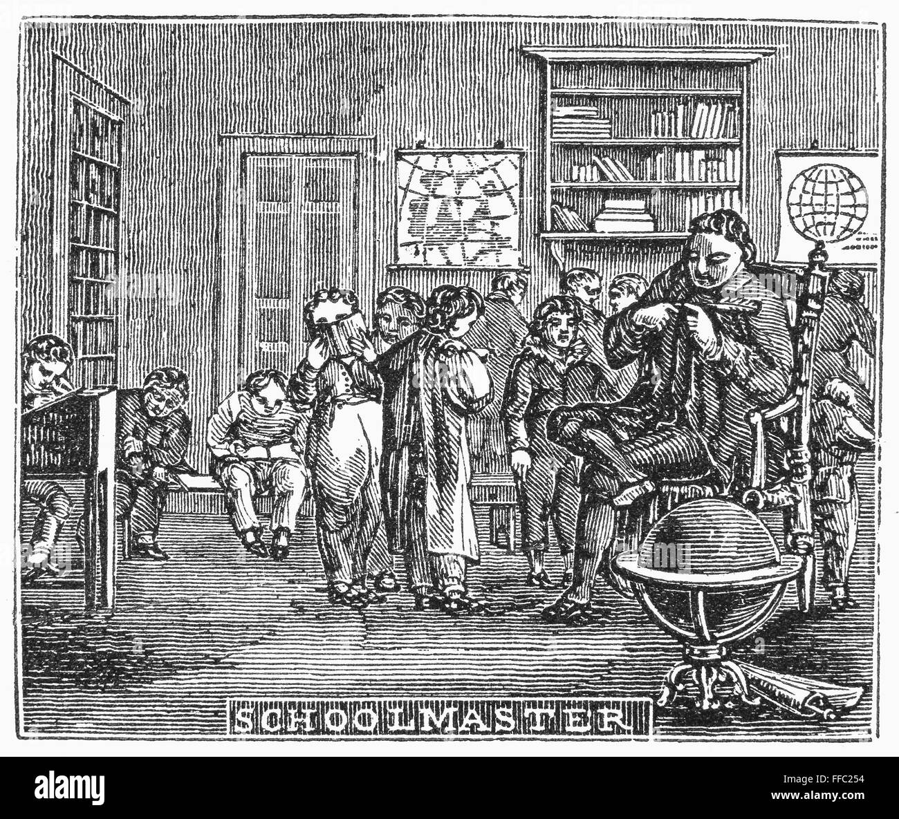 SCHOOLMASTER, c1830. /nWood engraving, American, c1830 Stock Photo - Alamy