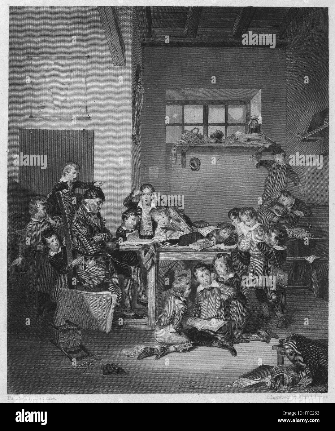 VILLAGE SCHOOL, c1840. /nSteel engraving, American, c1840, after a ...