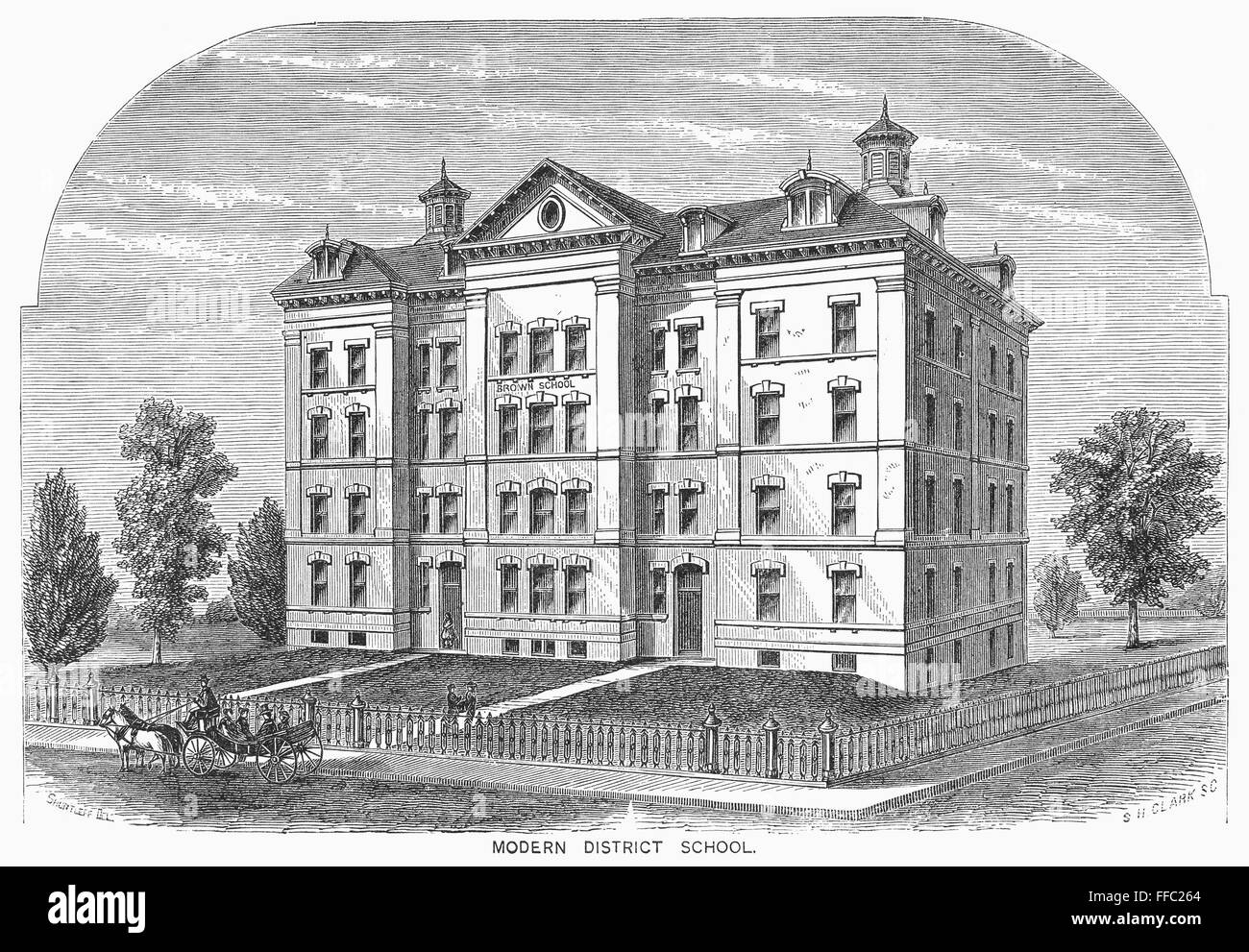 DISTRICT SCHOOL, 1890. /nA modern district school. Wood engraving, late ...