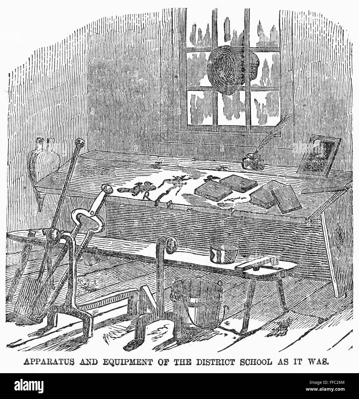 SCHOOLHOUSE: TOOLS, c1840. /nApparatus and equipment of a district ...