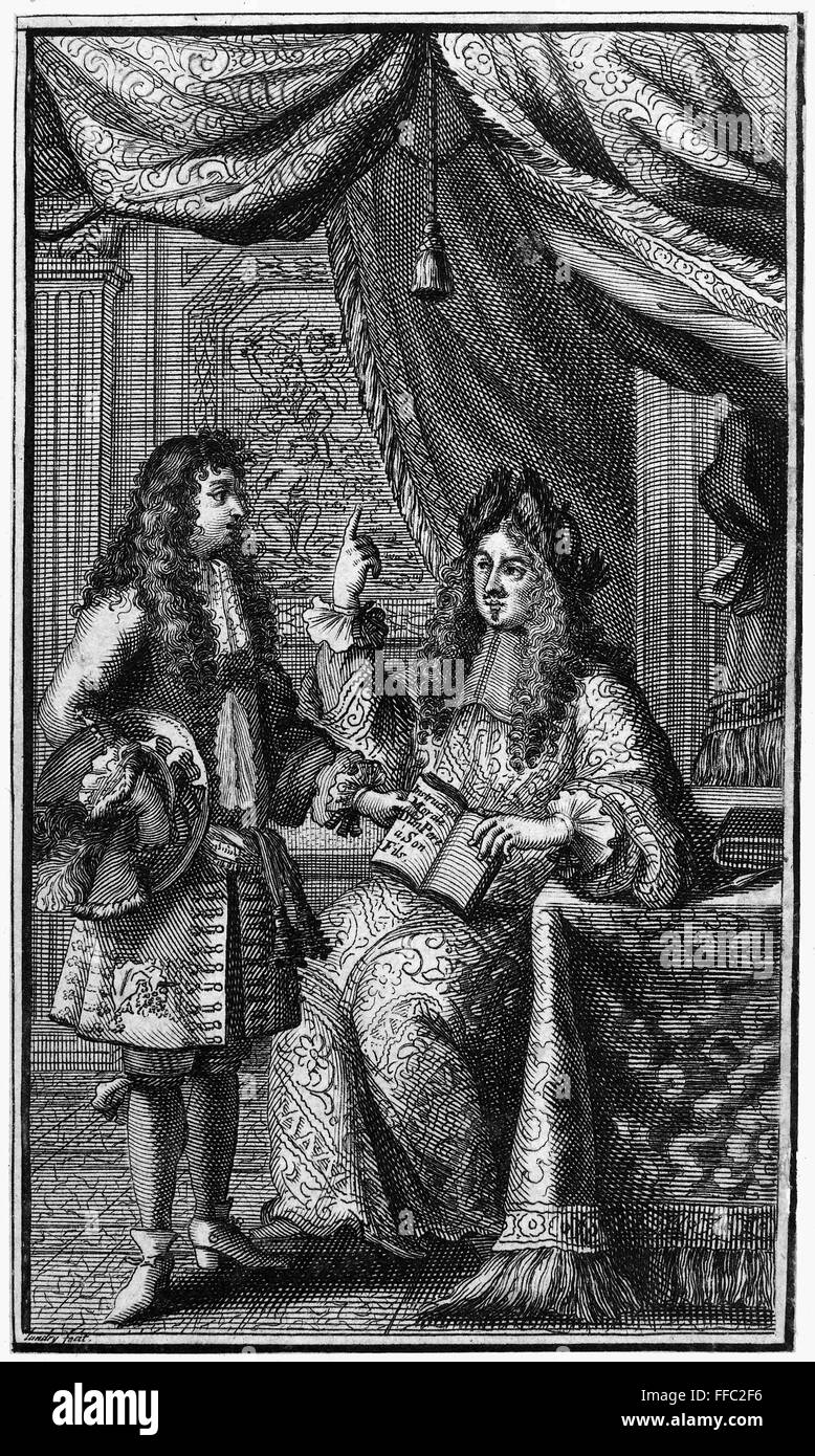 TEACHING: FATHER & SON. /nA father instructing his son. Etching and ...