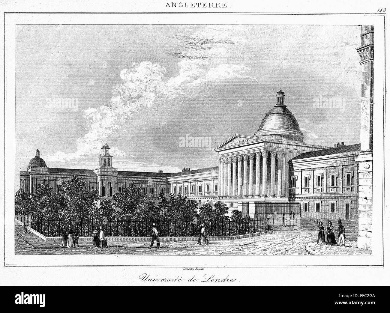 UNIVERSITY OF LONDON, 1845. /nSteel engraving, French, 1845 Stock Photo ...