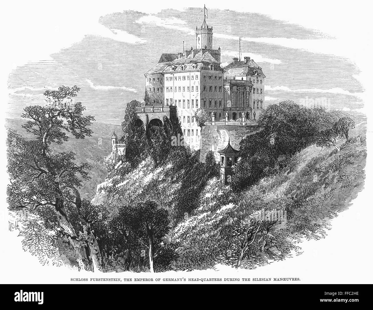 POLAND: CASTLE. /nView of the Furstenstein castle in Silesia, Prussia ...