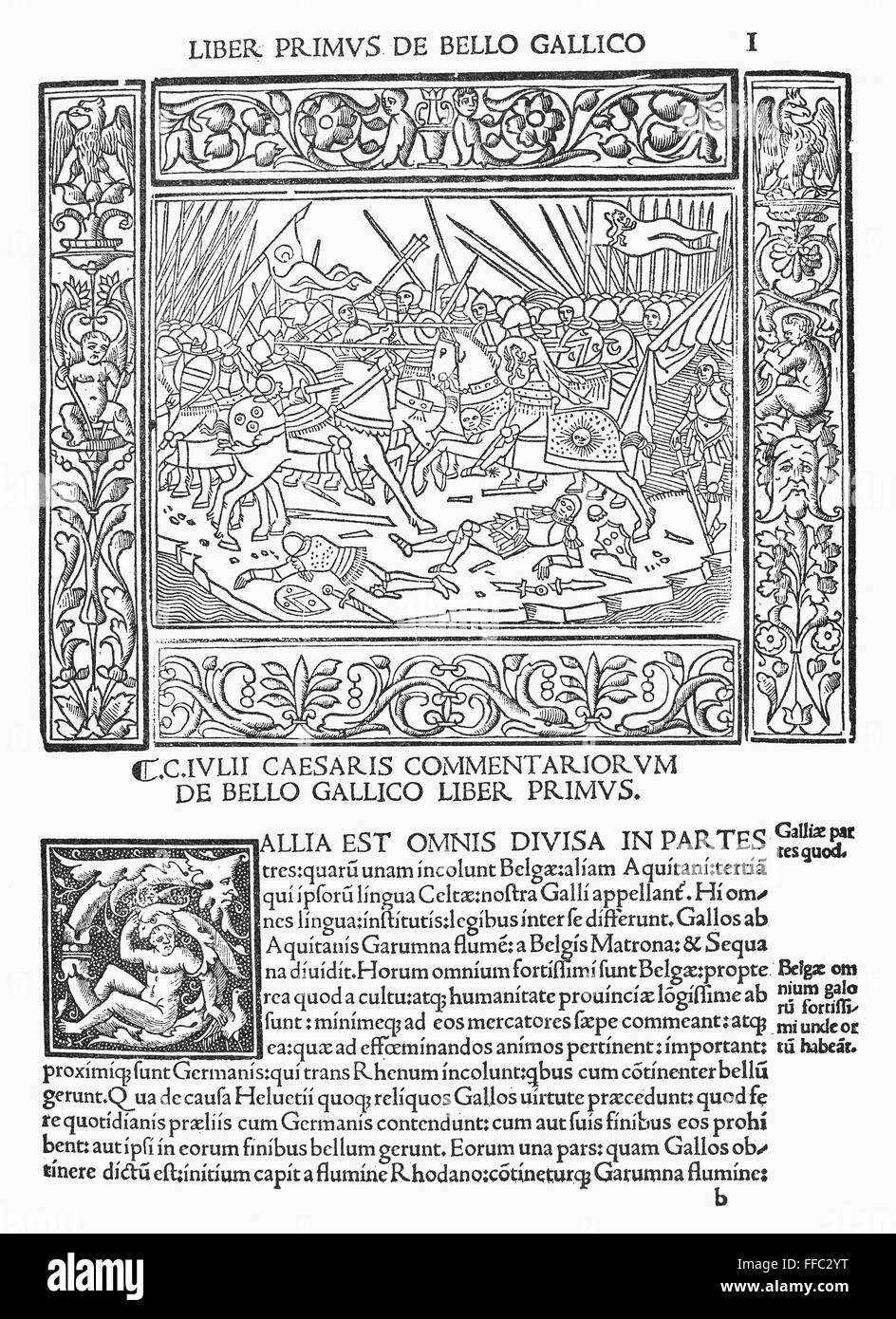 CAESAR'S COMMENTARIES. /nFirst page from an edition of Julius Caesar's ...