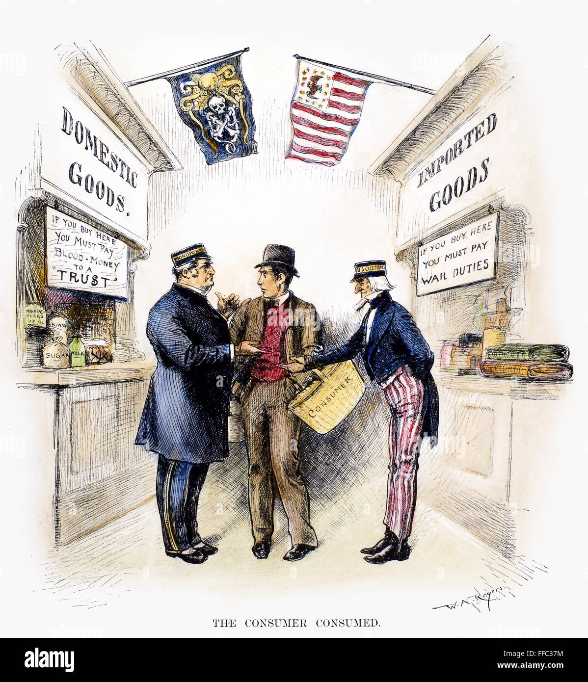 MONOPOLY AND TARIFFS, 1888. /n'The Consumer Consumed.' American cartoon ...