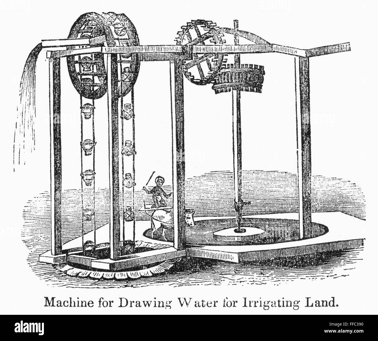 INDIA: IRRIGATION, c1845. /nA sakia, or machine used in India for ...