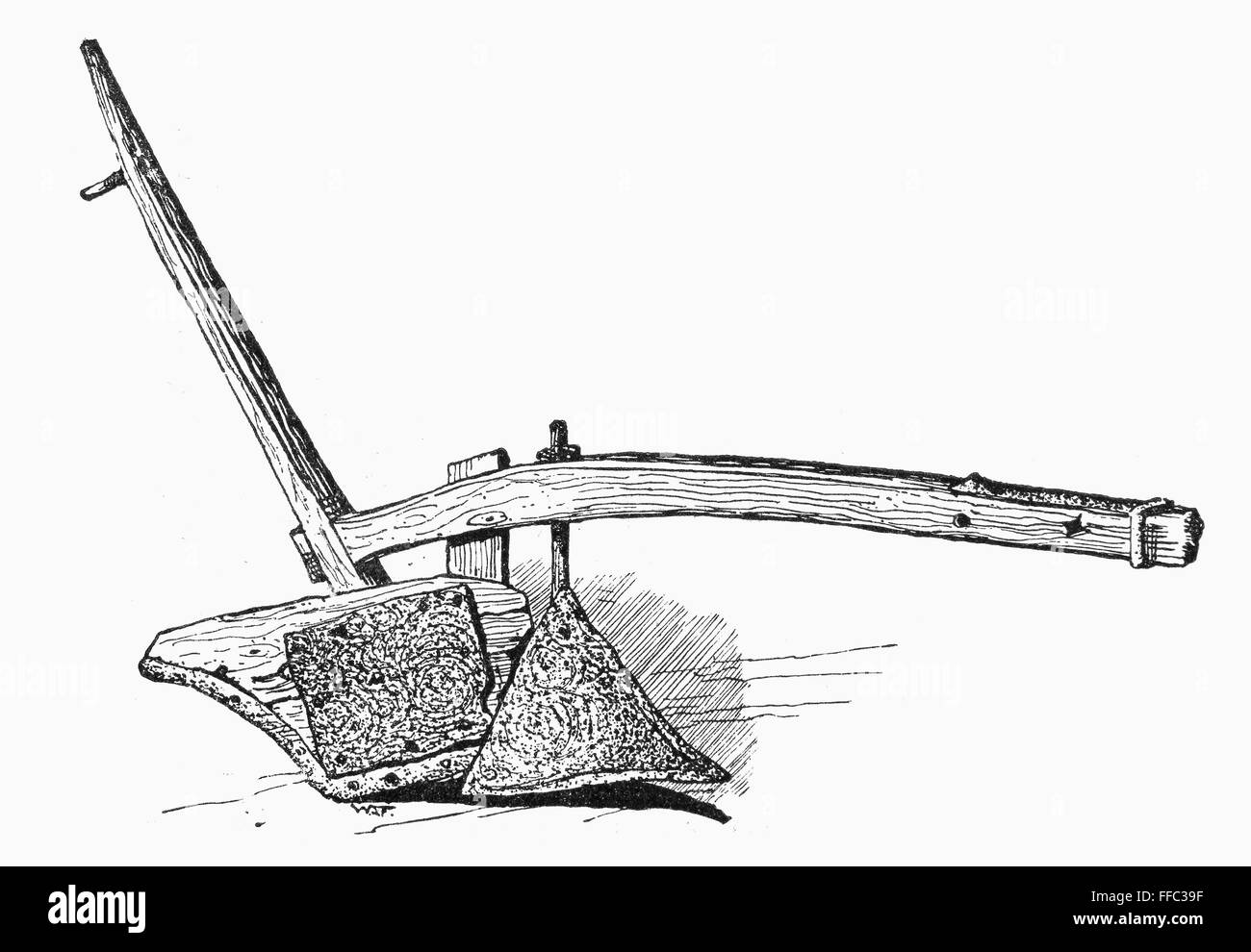 PLOUGH, 1706. /nColonial plough with wooden moldboard at the State ...