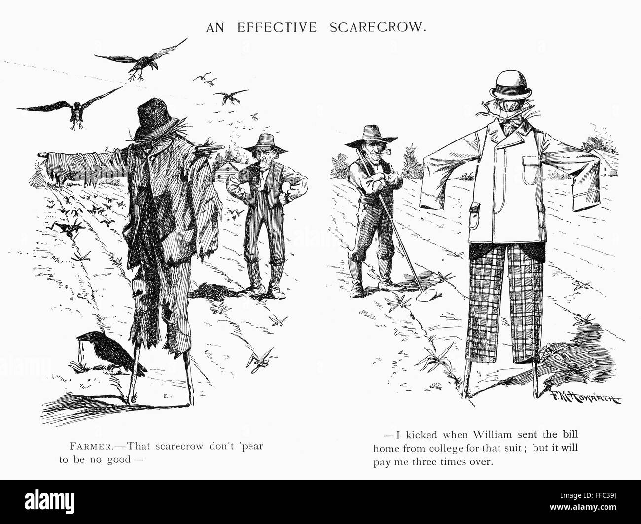 CARTOON: SCARECROW, 1892./n'An Effective Scarecrow.' A farmer's view of ...