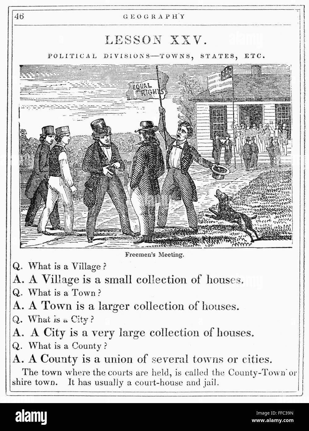 FREEMEN'S MEETING, 1847. /nWood engraving, American, 1847 Stock Photo ...