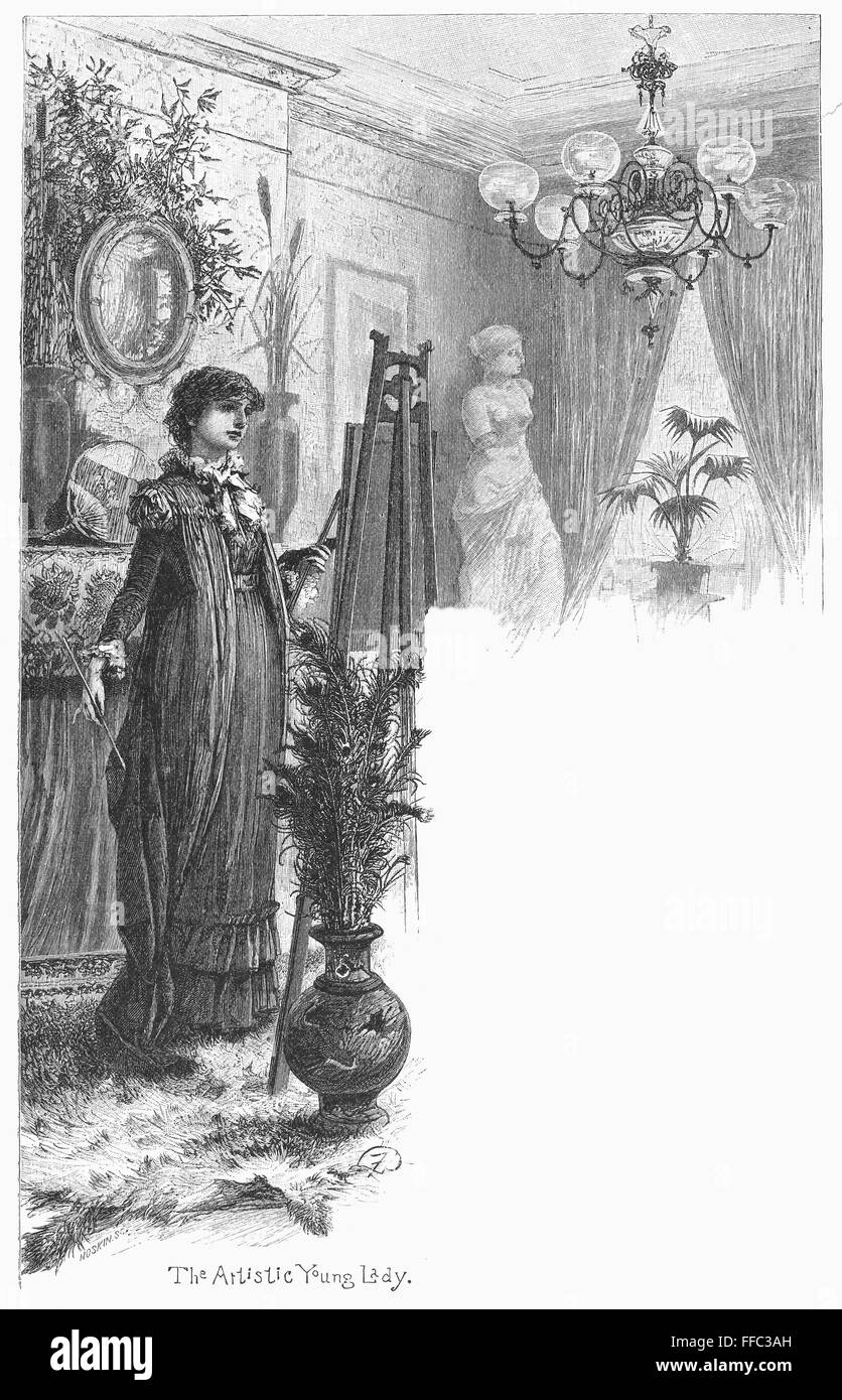 NEW YORK: ARTIST, 1882. /nThe artistic young lady of New York. Wood ...