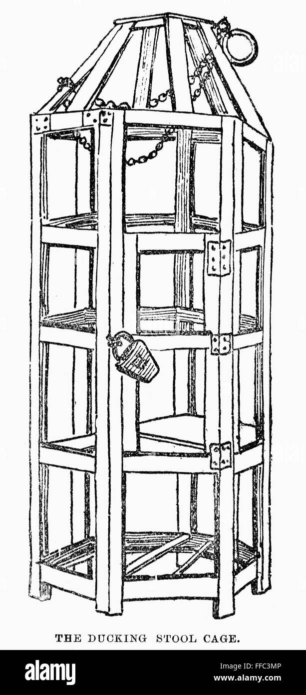 DUCKING STOOL CAGE. /nMedieval ducking stool cage. 19th century wood ...