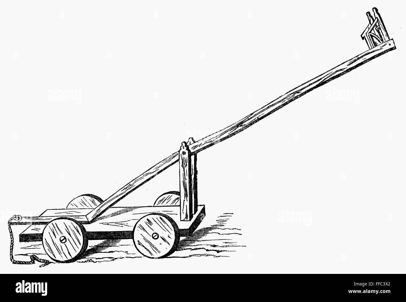 DUCKING STOOL. /nMedieval English ducking stool. 19th century line ...