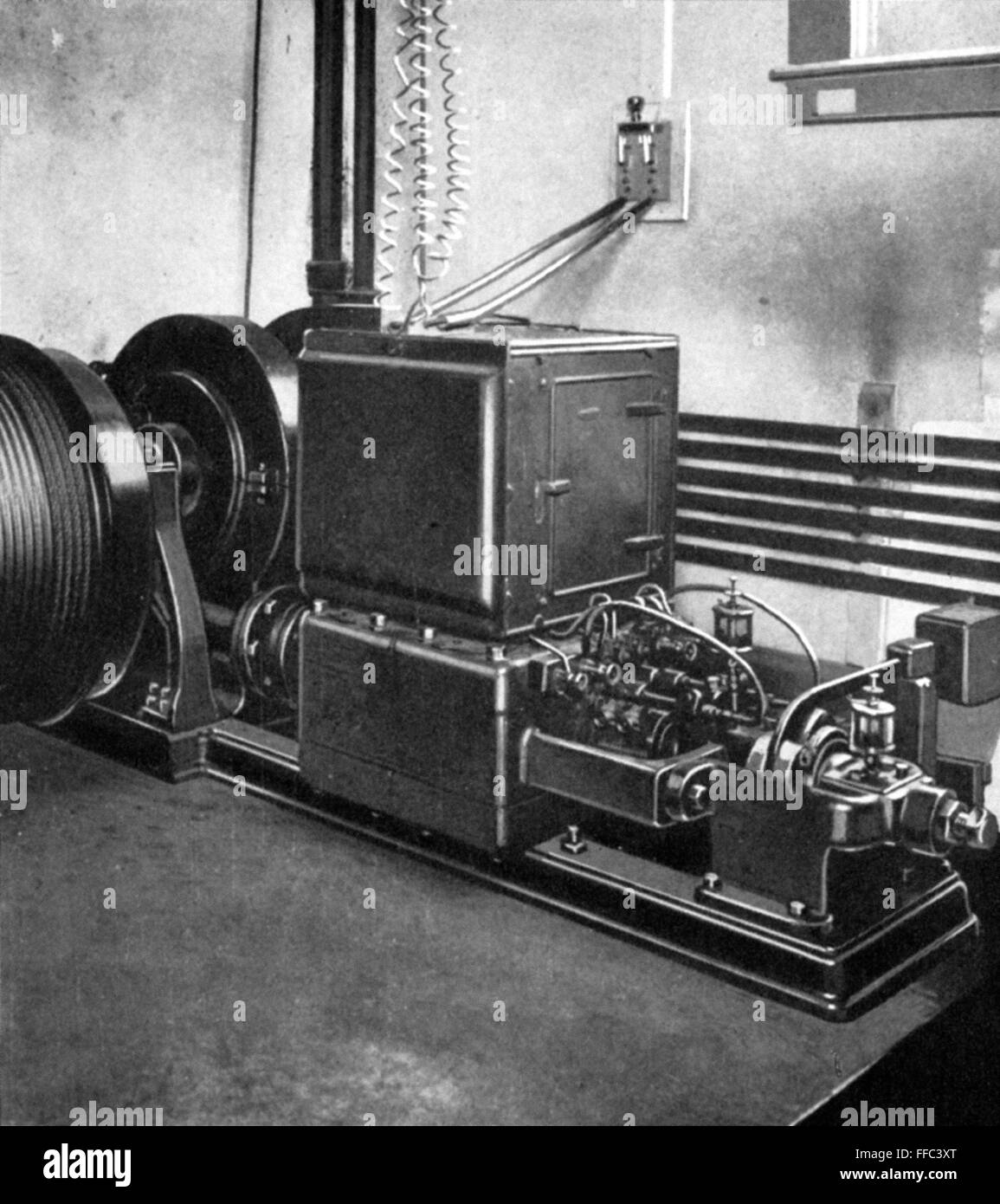 OTIS ELEVATOR, 1889. /nEngine of the first electric elevator, made by ...