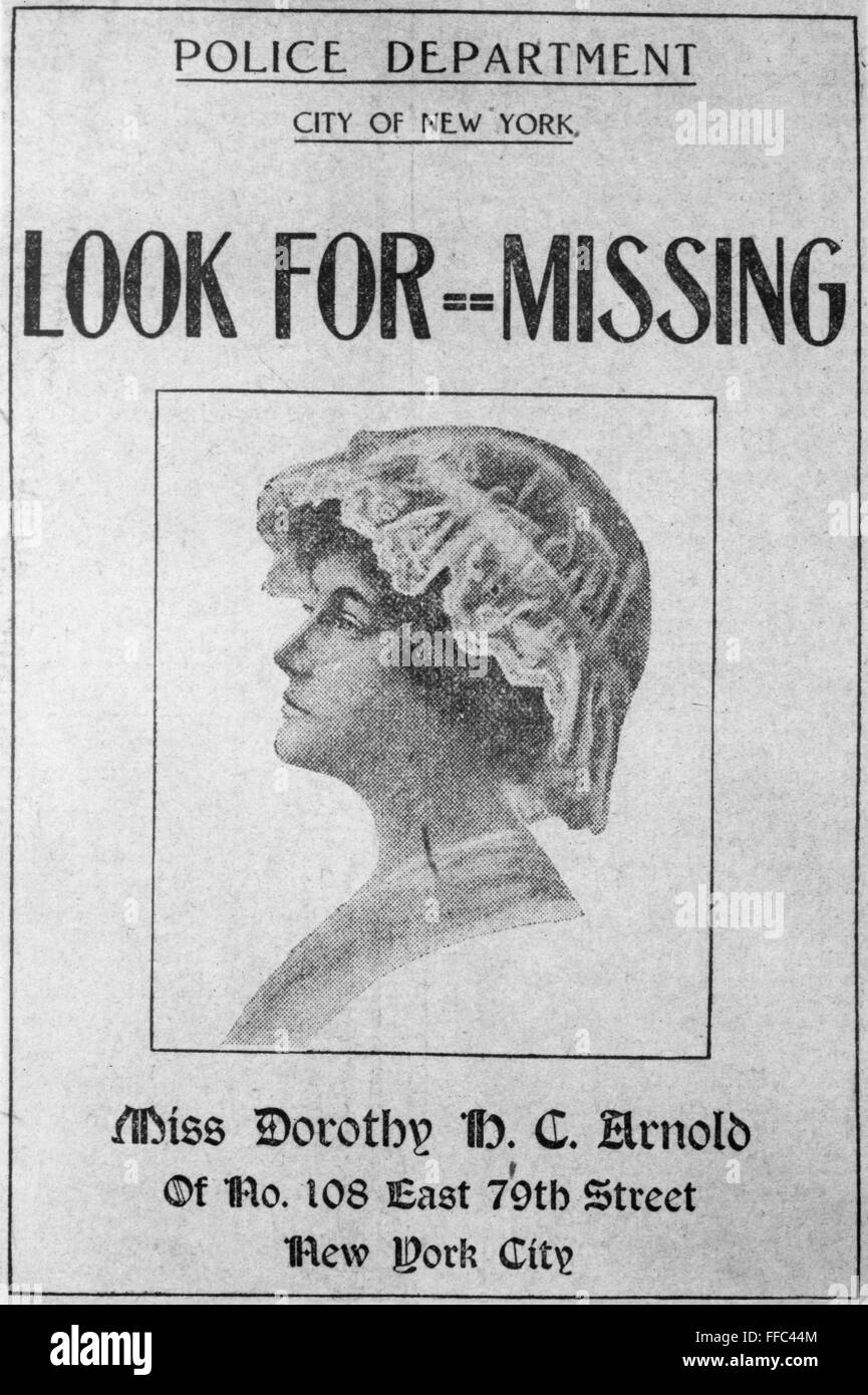 MISSING PERSON, 1911. /nMissing person notice in an American newspaper ...