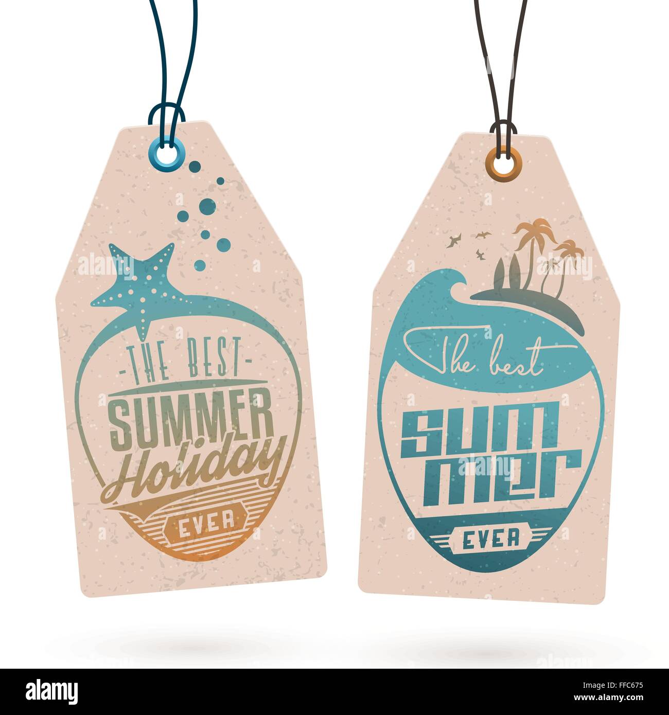 Collection of Vintage Summer Holidays Related Hang Tags Stock Vector ...