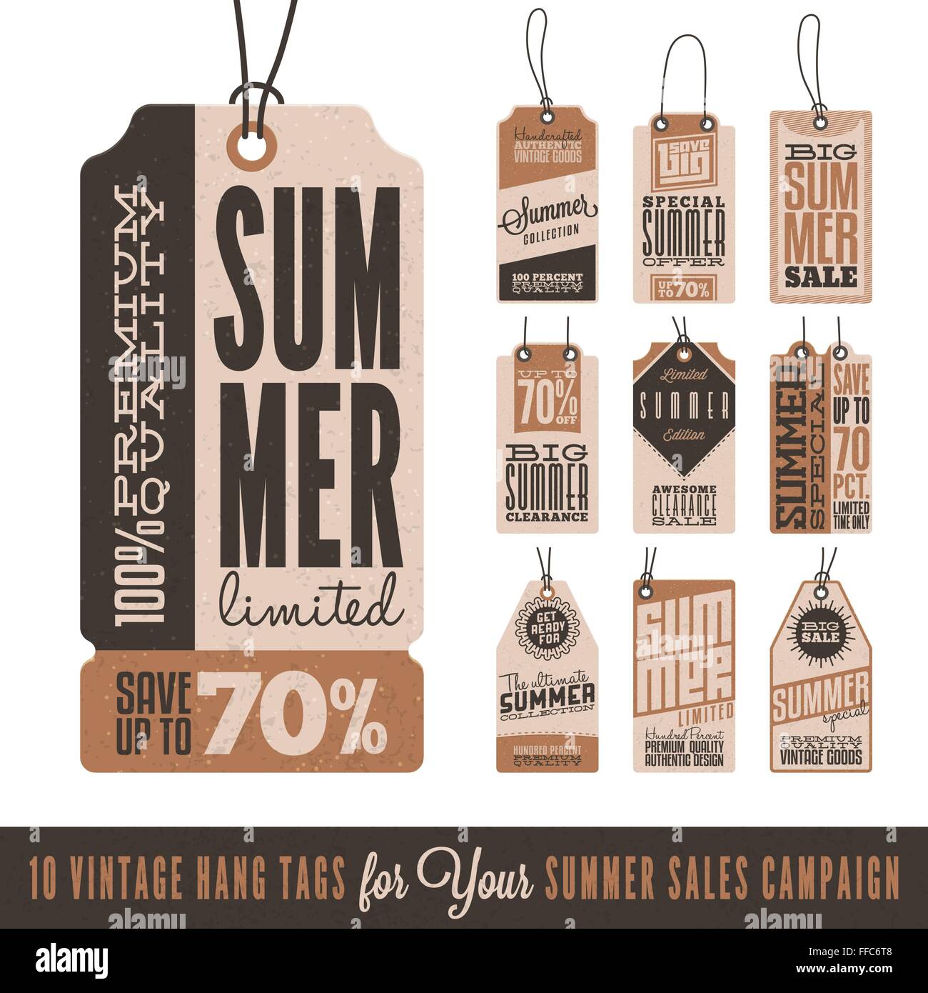 Collection of 10 Vintage Summer Sales Related Hang Tags Stock Vector ...
