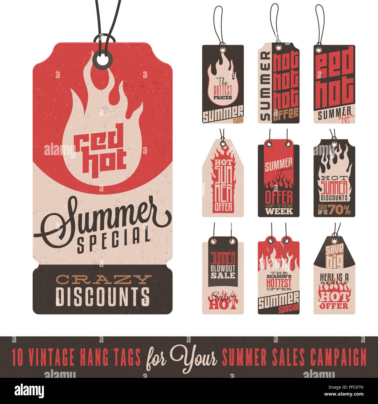Collection of 10 Vintage Summer Sales Related Hang Tags Stock Vector ...