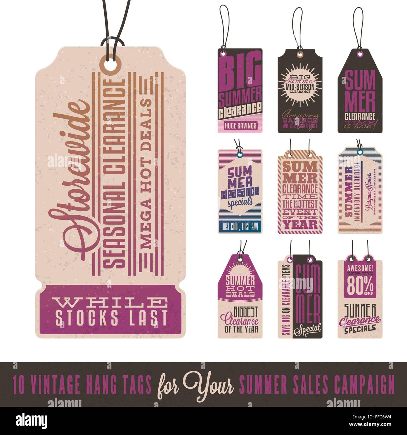 Collection of 10 Vintage Summer Sales Related Hang Tags Stock Vector ...