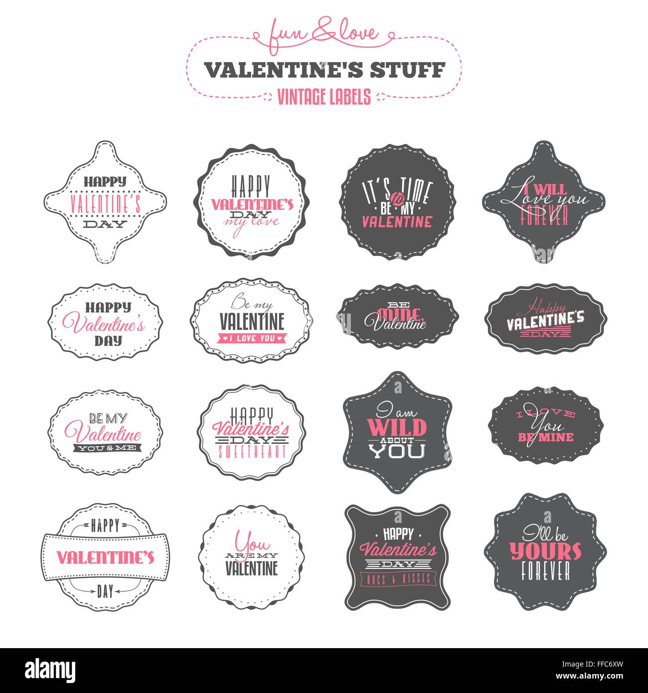 Set of Valentines day vintage labels Stock Vector Image & Art - Alamy