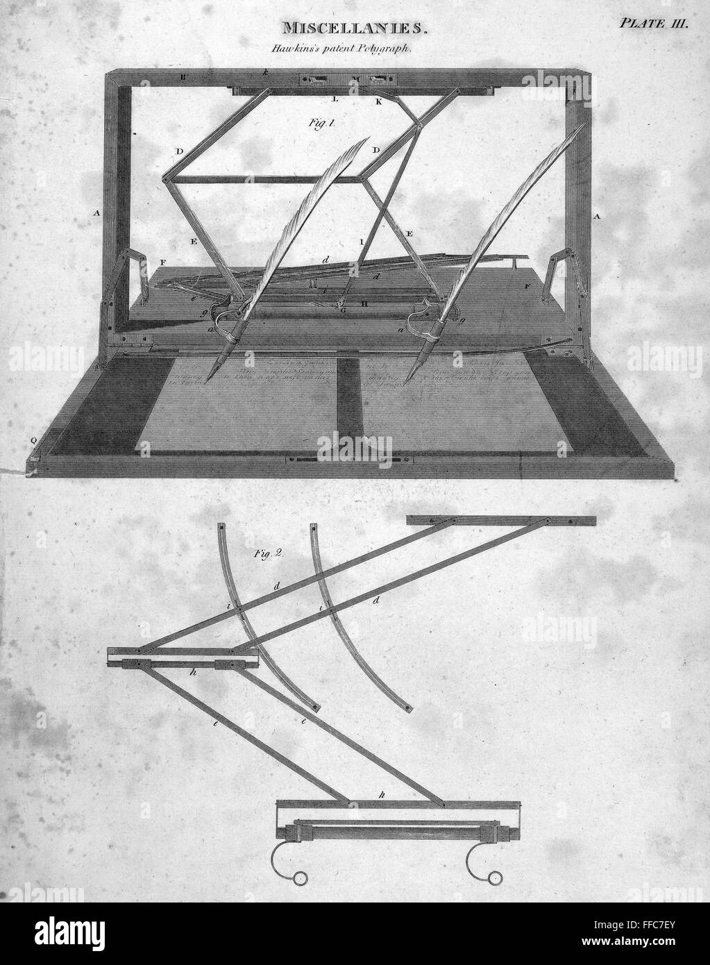 HAWKINS' POLYGRAPH, 1803. /nJohn Isaac Hawkins' polygraph which he ...