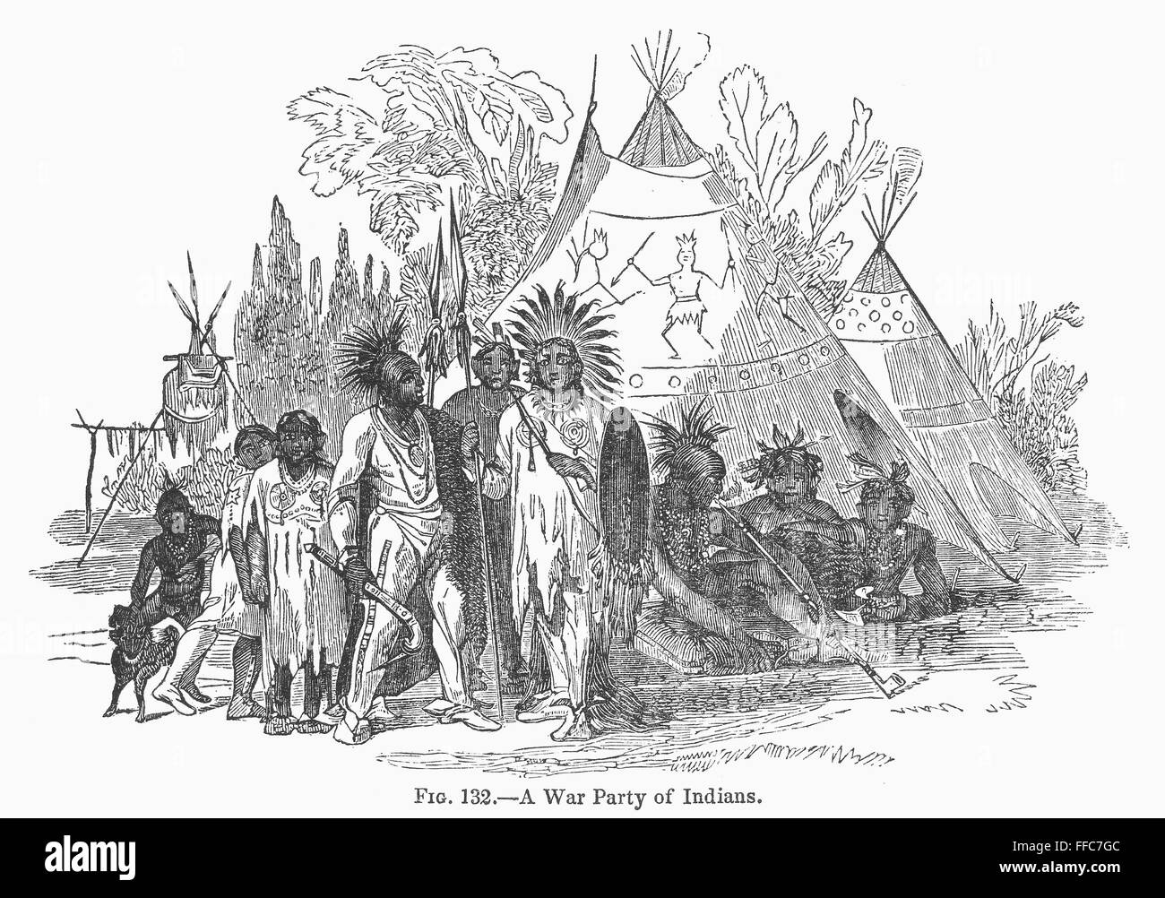 NATIVE AMERICANS: WAR PARTY. /nA war party of Native Americans during ...