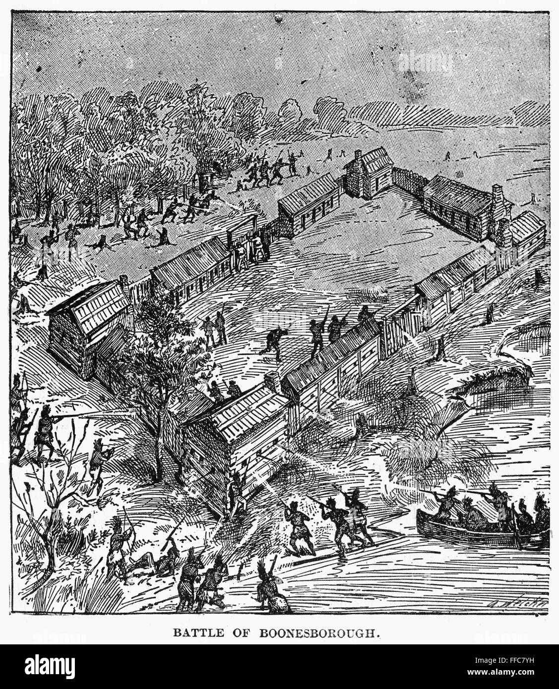 KENTUCKY: BOONESBOROUGH. /nShawnee Native Americans besieging Fort ...