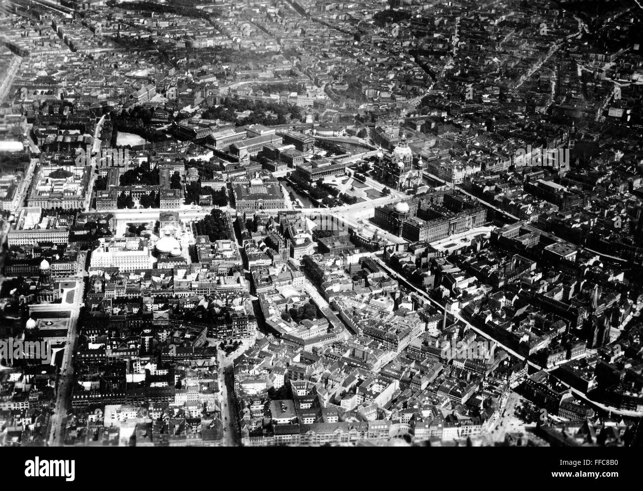 BERLIN: AERIAL VIEW, 1936. /nAerial view of the central part of Berlin ...