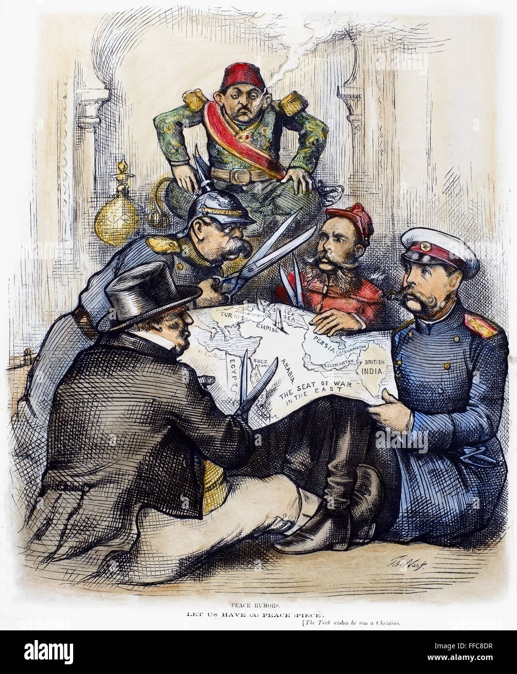 RUSSO-TURKISH WAR, 1877. /n'Peace Rumors.' American cartoon by Thomas ...