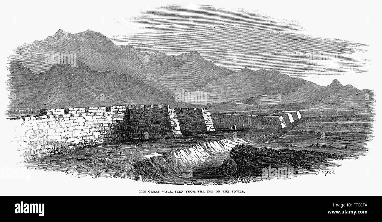 GREAT WALL OF CHINA, 1850. /nWood engraving, 1850 Stock Photo - Alamy