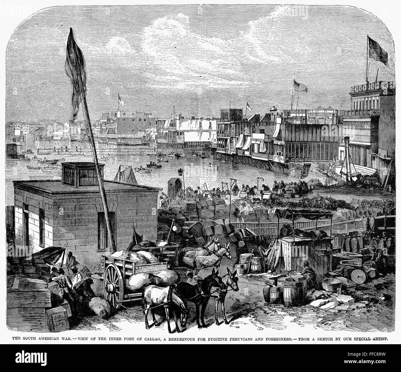 PERU: CALLAO, 1881. /nView of the busy waterfront of the port of Callao ...
