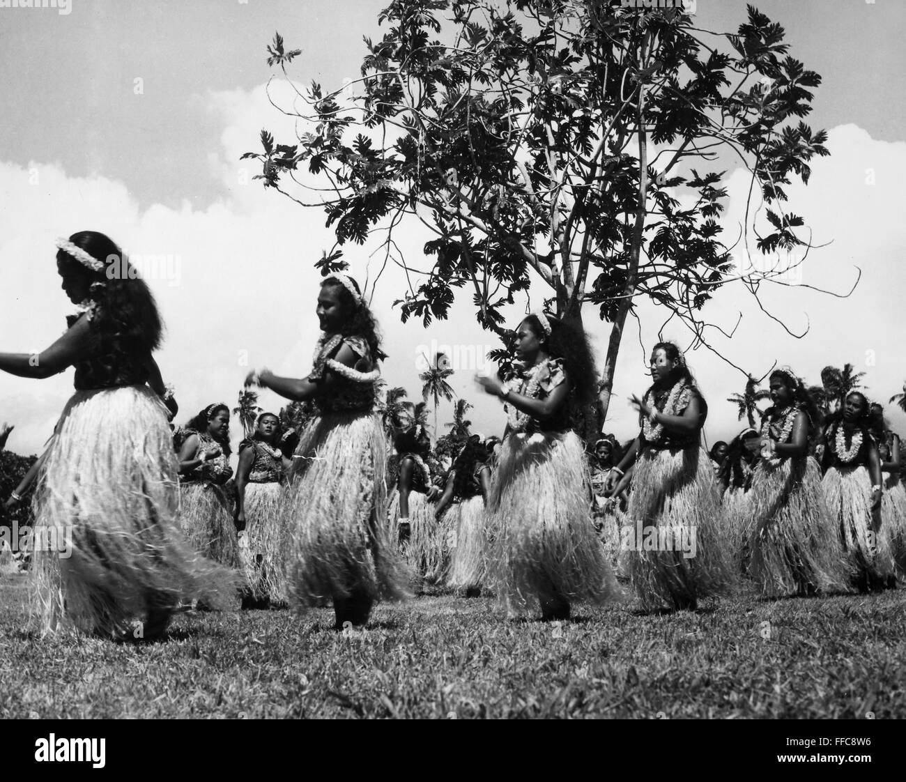 WESTERN SAMOA, 1961. /nSchool girls perform a dance in Western Samoa ...