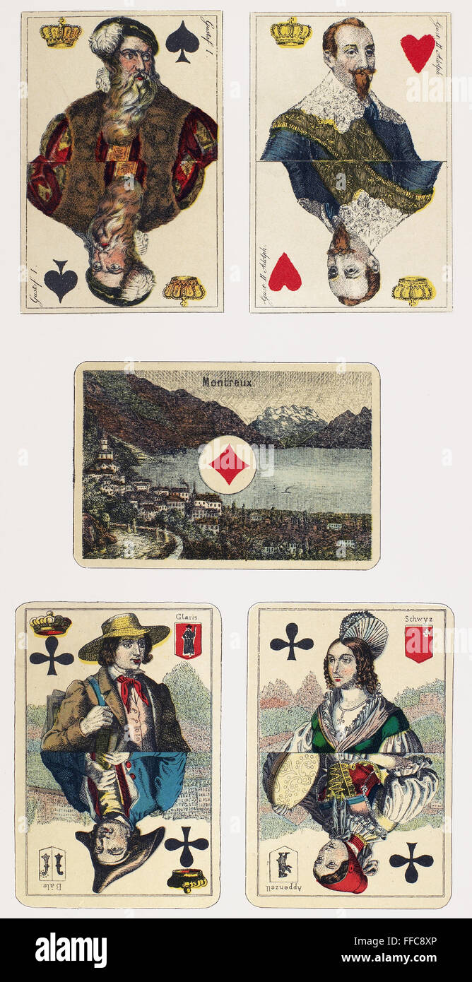 PLAYING CARDS, 1878-1880. /nTwo Swedish playing cards (top), and three ...
