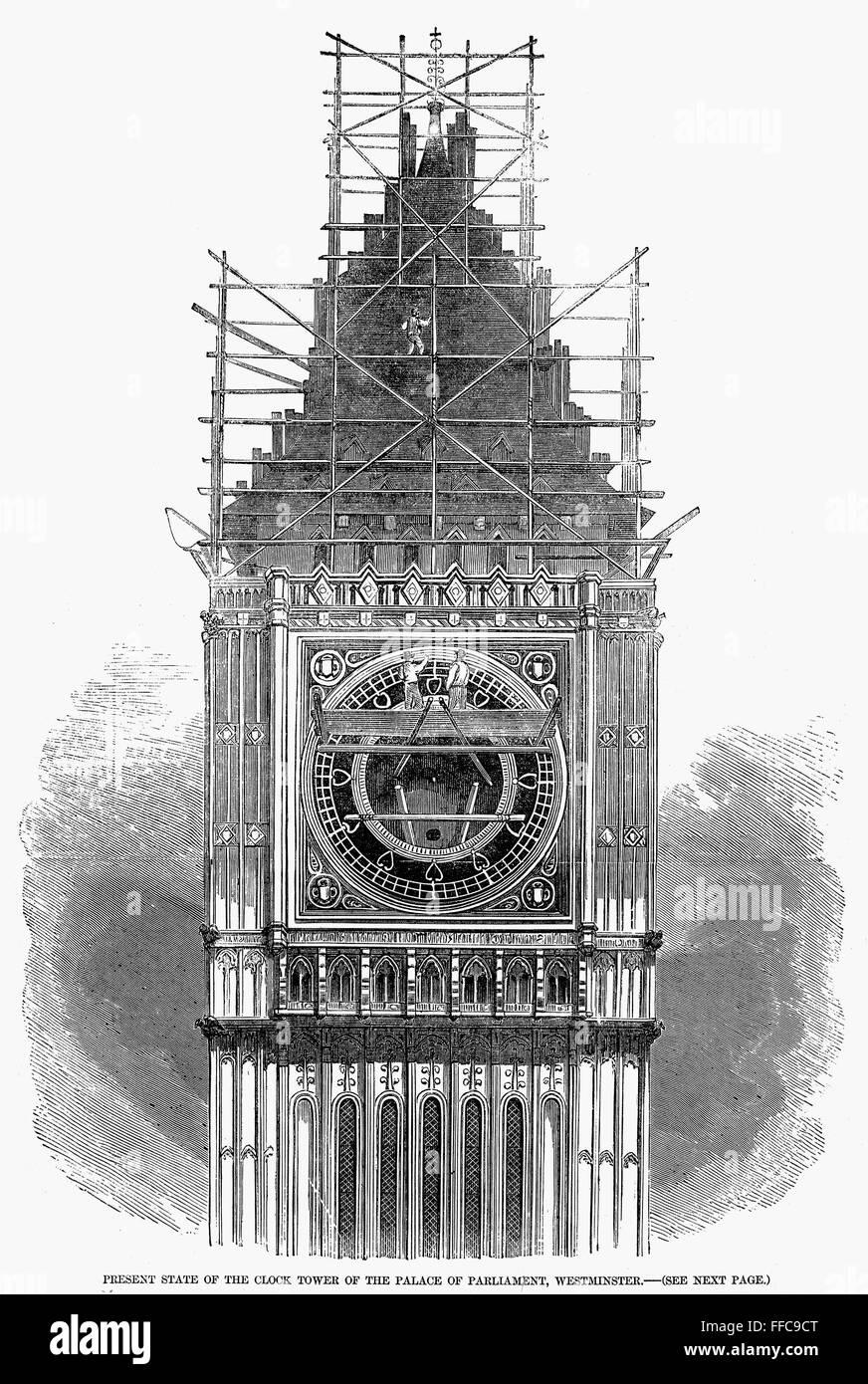 LONDON: CLOCK TOWER, 1856. /nThe clock tower of Westminster Palace ...