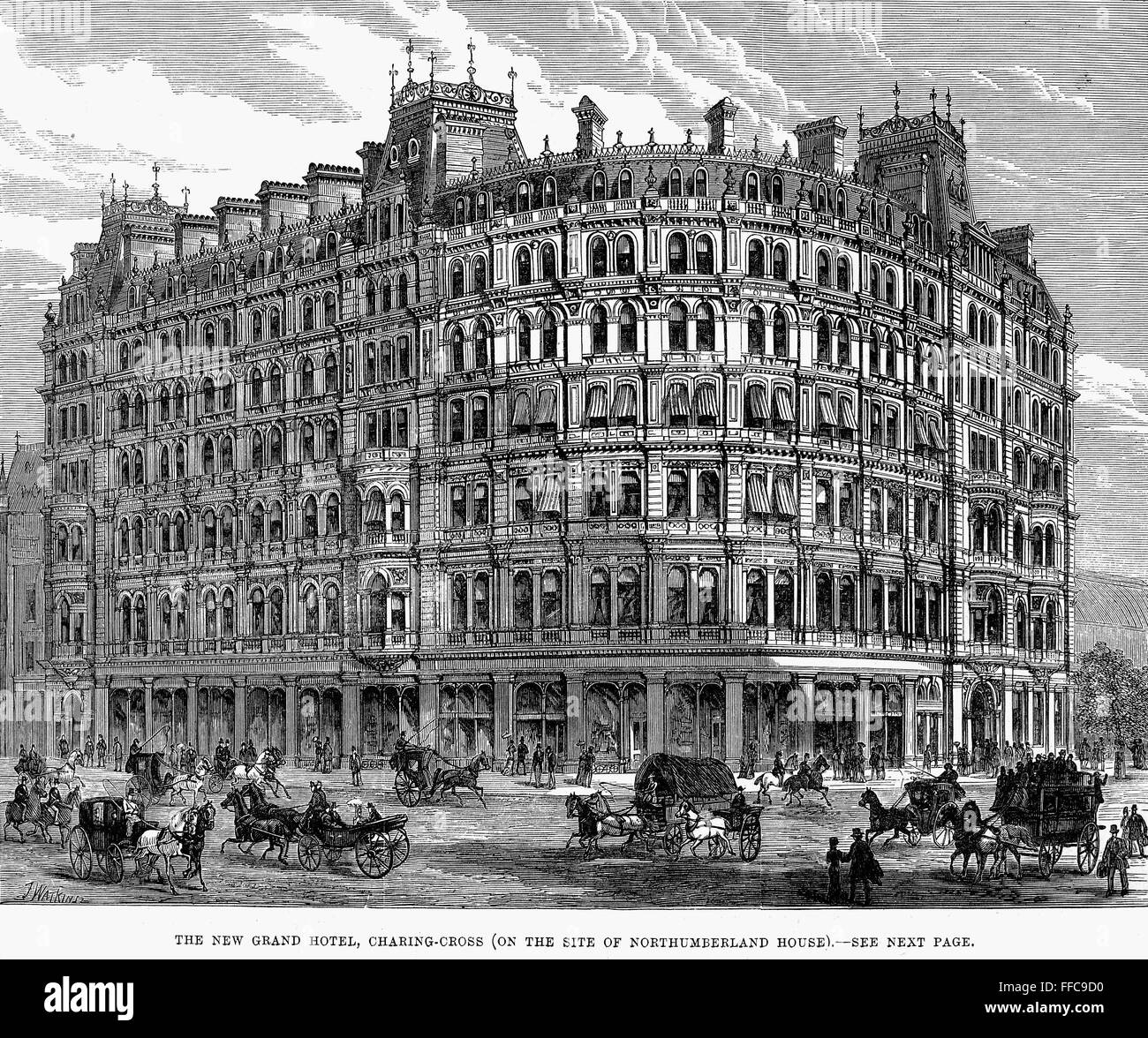 LONDON: HOTEL, 1880. /nView of the Grand Hotel at Charing Cross, London ...