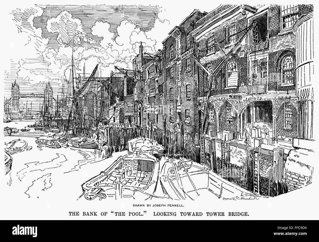 LONDON: WATERFRONT, 1900. /nA section of the waterfront along the ...