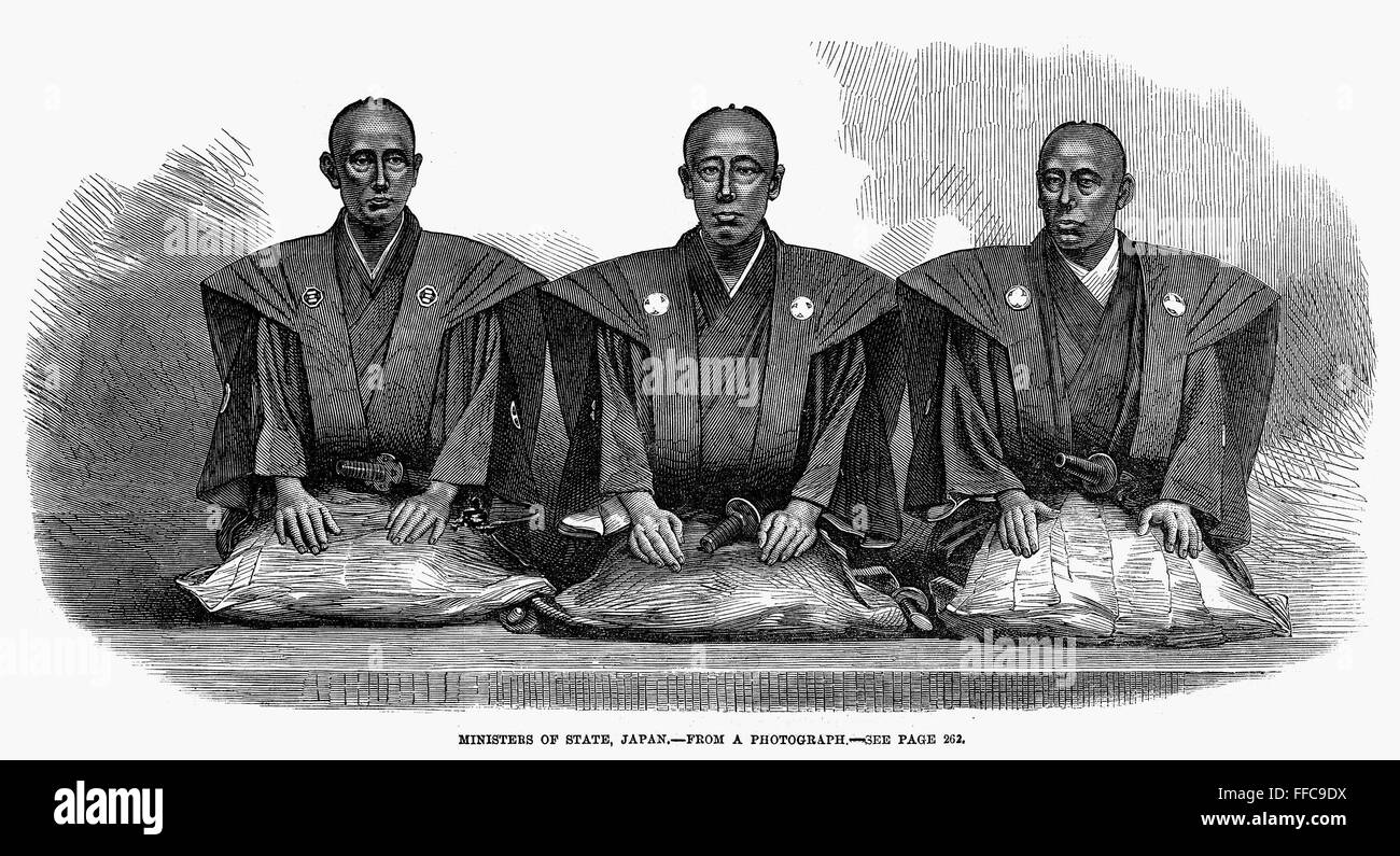 JAPAN: MINISTERS, 1863. /nThree Japanese ministers of state. Wood ...
