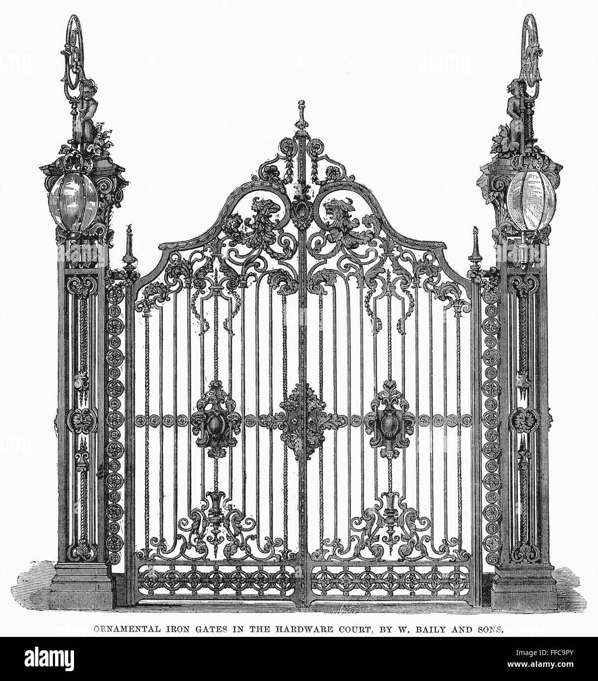 ENGLAND: IRON GATE, 1866. /nOrnamental iron gates at London, designed ...