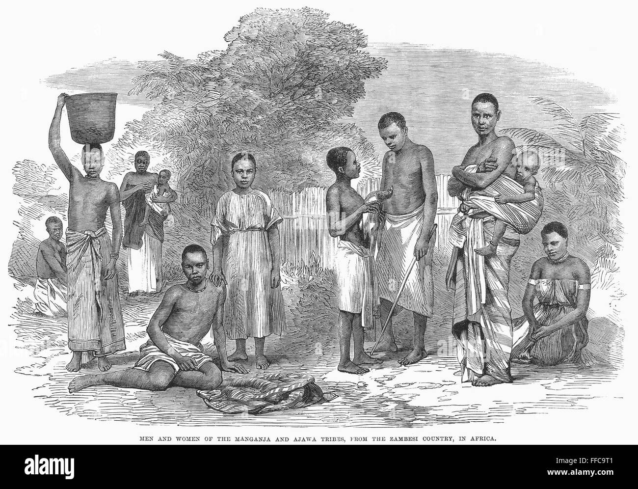 EAST AFRICA: AJAWA, 1864. /nMen and women of the Ajawa tribe, from the ...