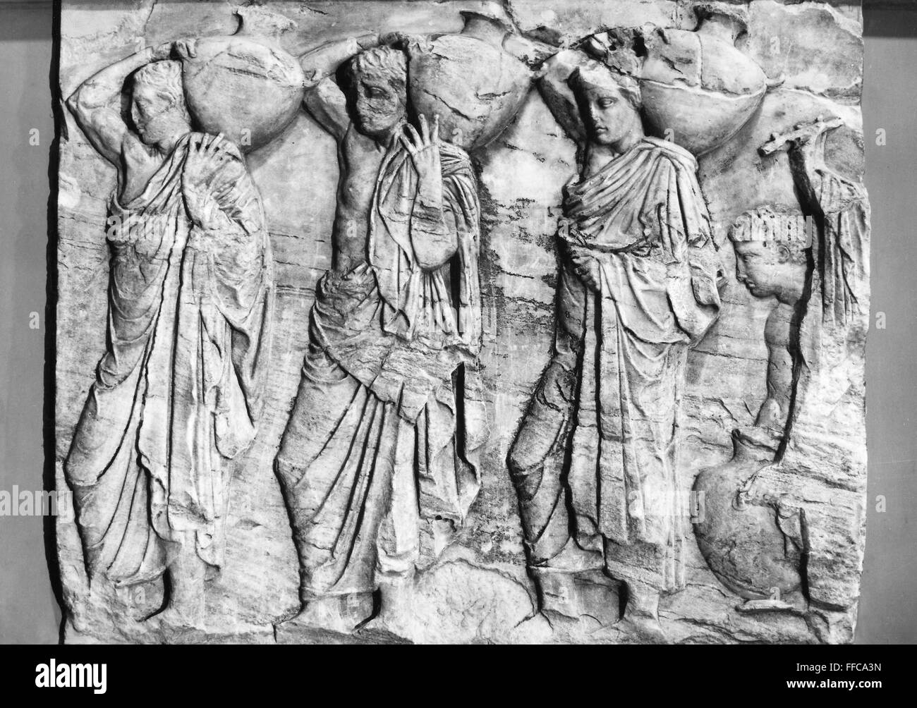 GREECE: CARRYING WATER. /nAncient Greek relief Stock Photo - Alamy