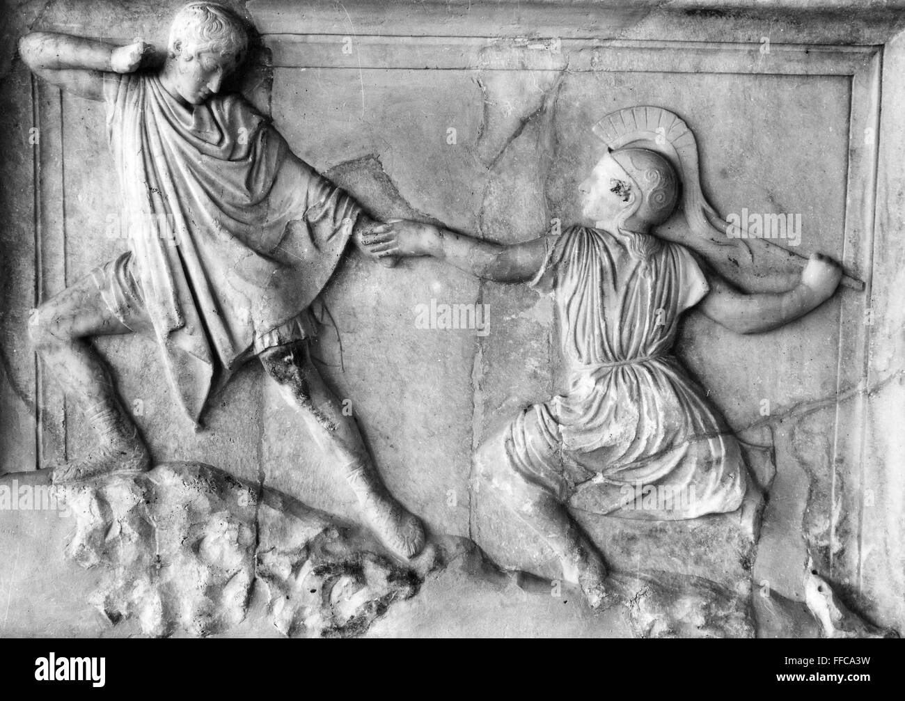 GREECE: FIGHTING. /nAncient Greek relief Stock Photo - Alamy