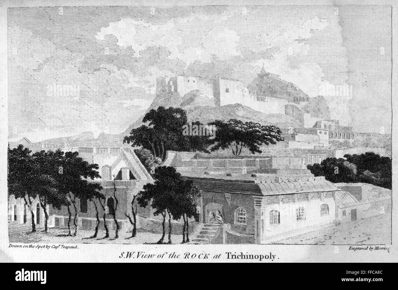 INDIA: TRICHINOPOLY, 1789. /nSouthwest view of the Rock Fort at ...