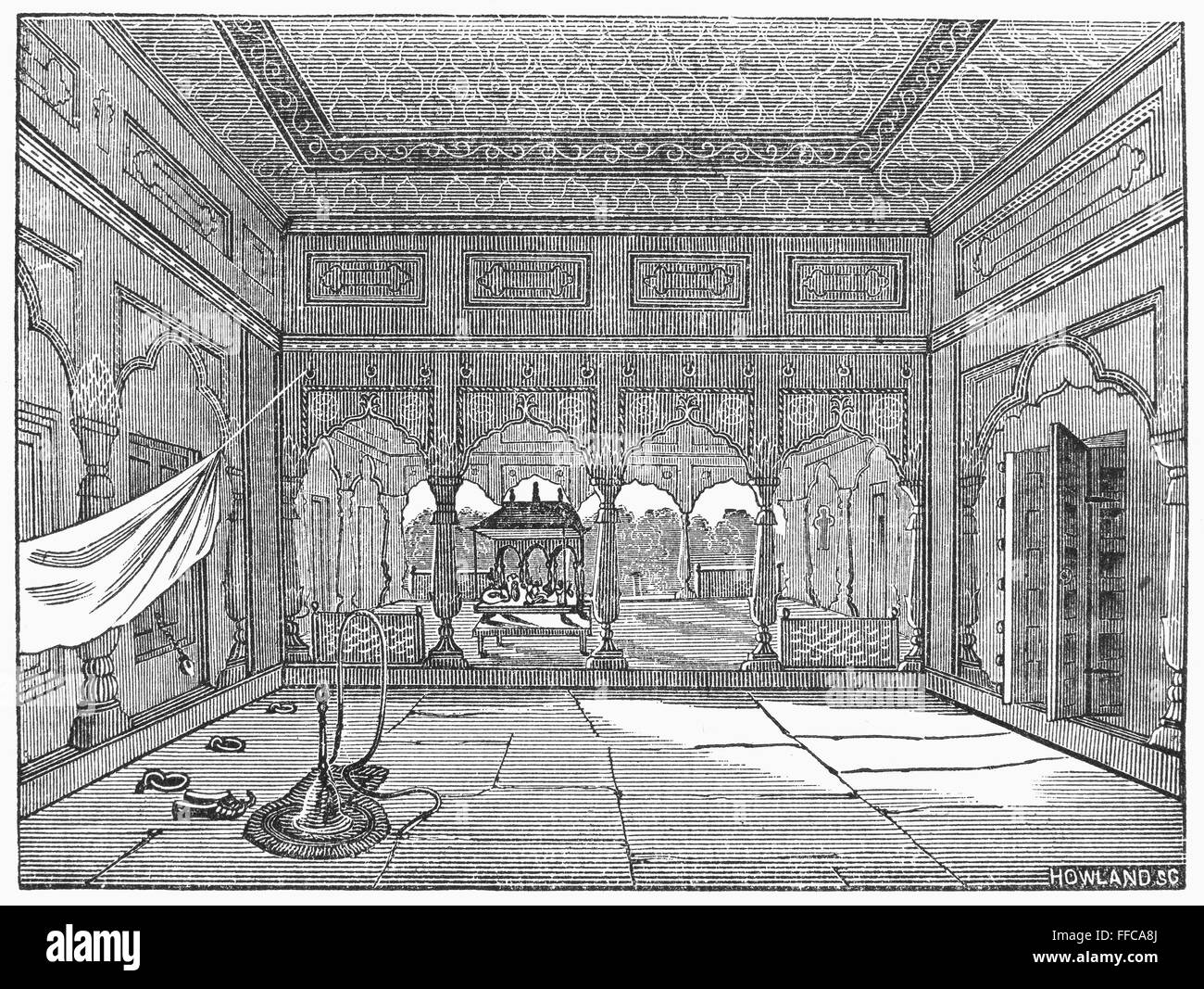 INDIA: HINDU TEMPLE. /nInterior of a Hindu temple in India. Wood ...