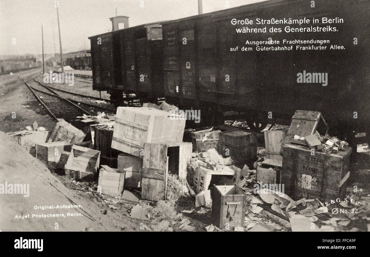 BERLIN: GENERAL STRIKE, 1920. /nA looted freight car in Berlin ...