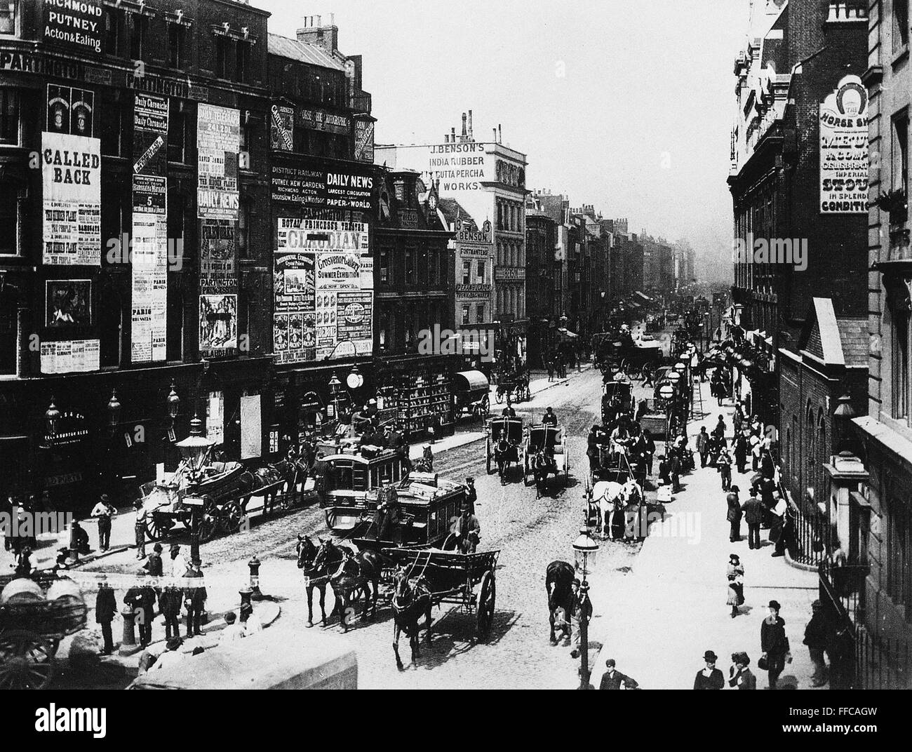 LONDON: STREET SCENE. /nView of Tottenham Court Road, London, England ...