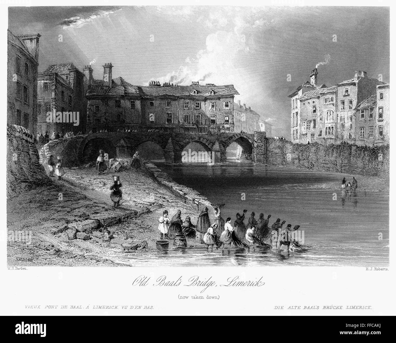 IRELAND: LIMERICK, c1830. /nView of the old Baal's Bridge on the Abbey ...