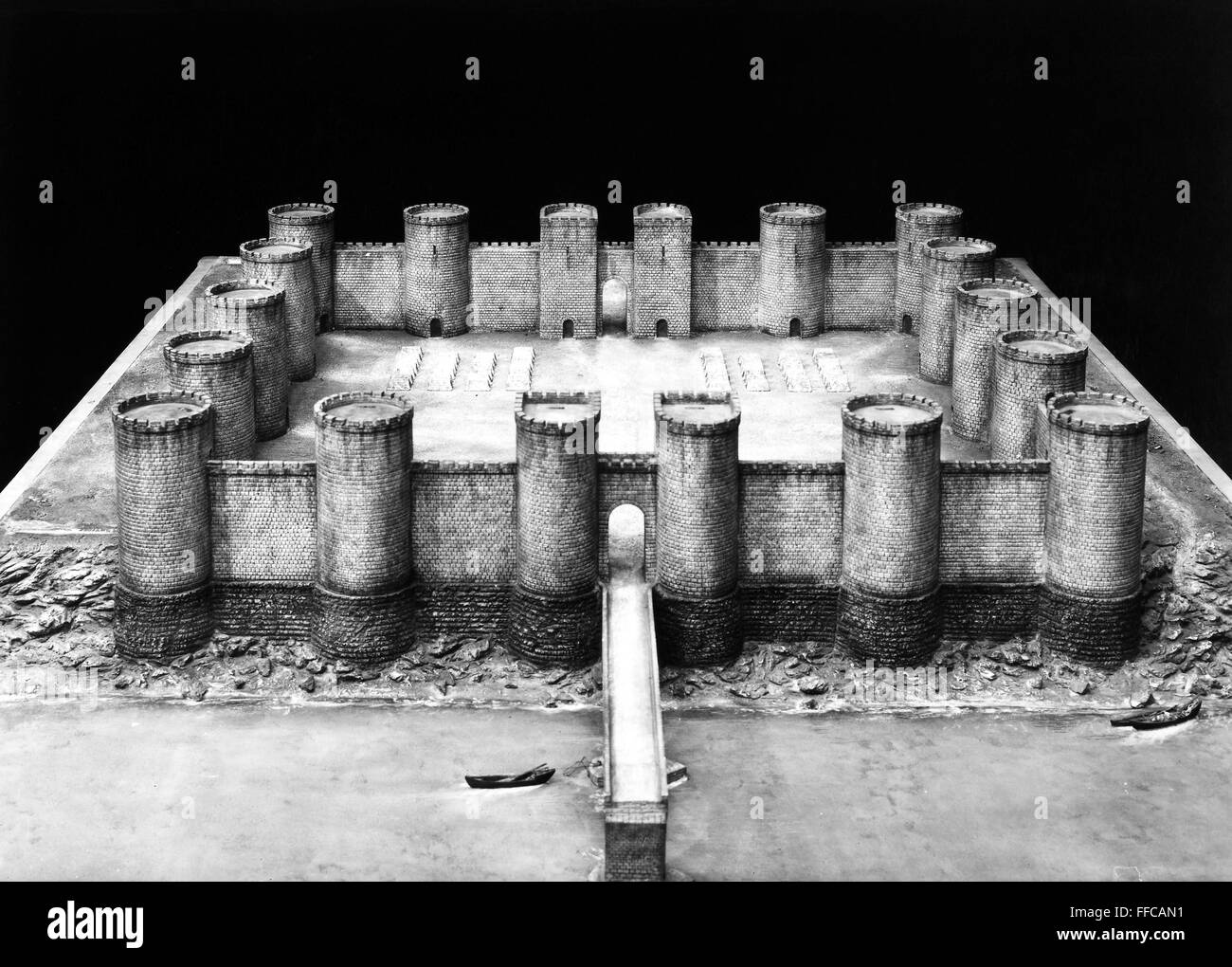 ROME: CASTLE AT DIVITIA. /nModel of the ancient Roman castle at Divitia ...