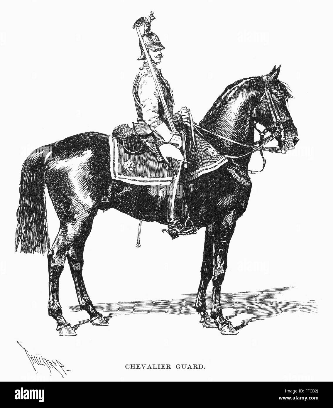 RUSSIAN CHEVALIER GUARD. /nDrawing, 1890, by Thure de Thulstrup Stock ...